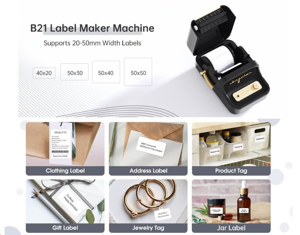 Niimbot Label Printer B21S Smart, negru rolă de etichete 210 buc ...